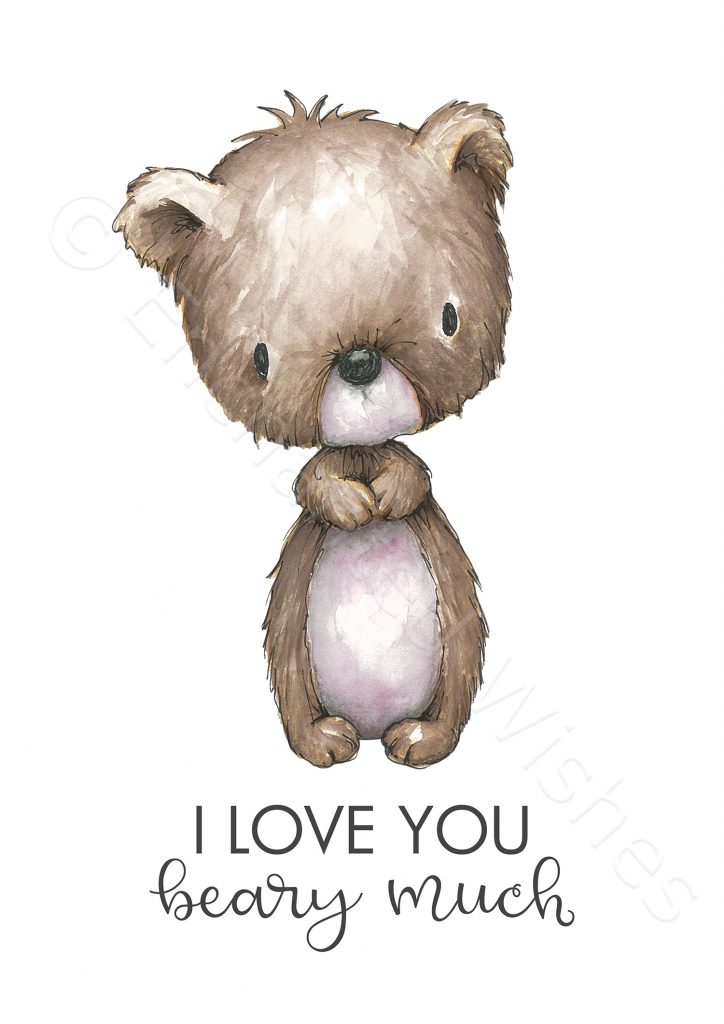 I Love You Beary Much Print - Wall Art Printable Prints