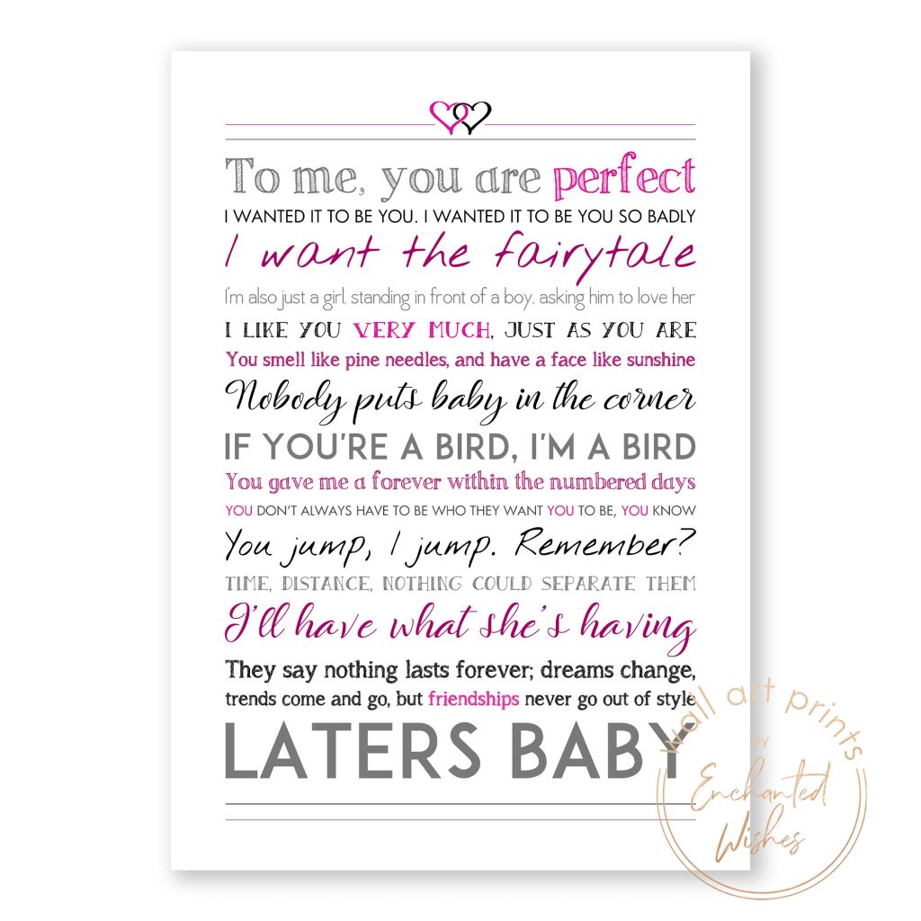 Chick Flick Movie Quotes Print | Printable Wall Art