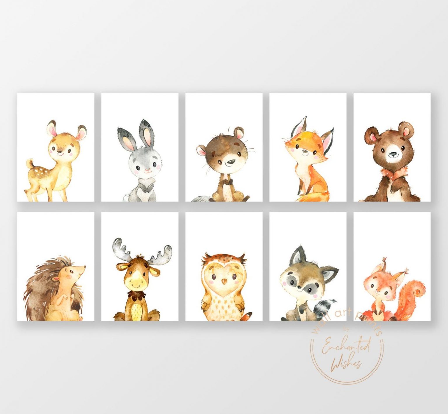 Woodland Animal Prints Set of 10 - Wall Art Printable Prints