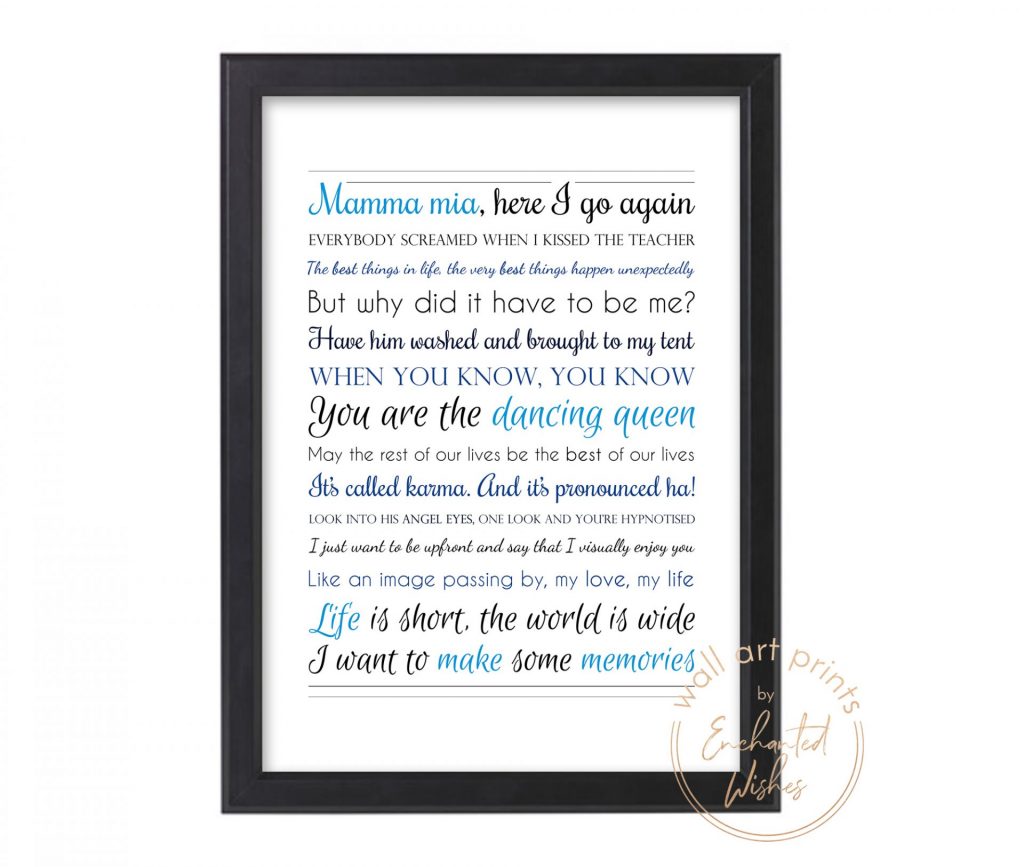 Mamma Mia Here We Go Again Quotes Print - Movie Quote Wall Art
