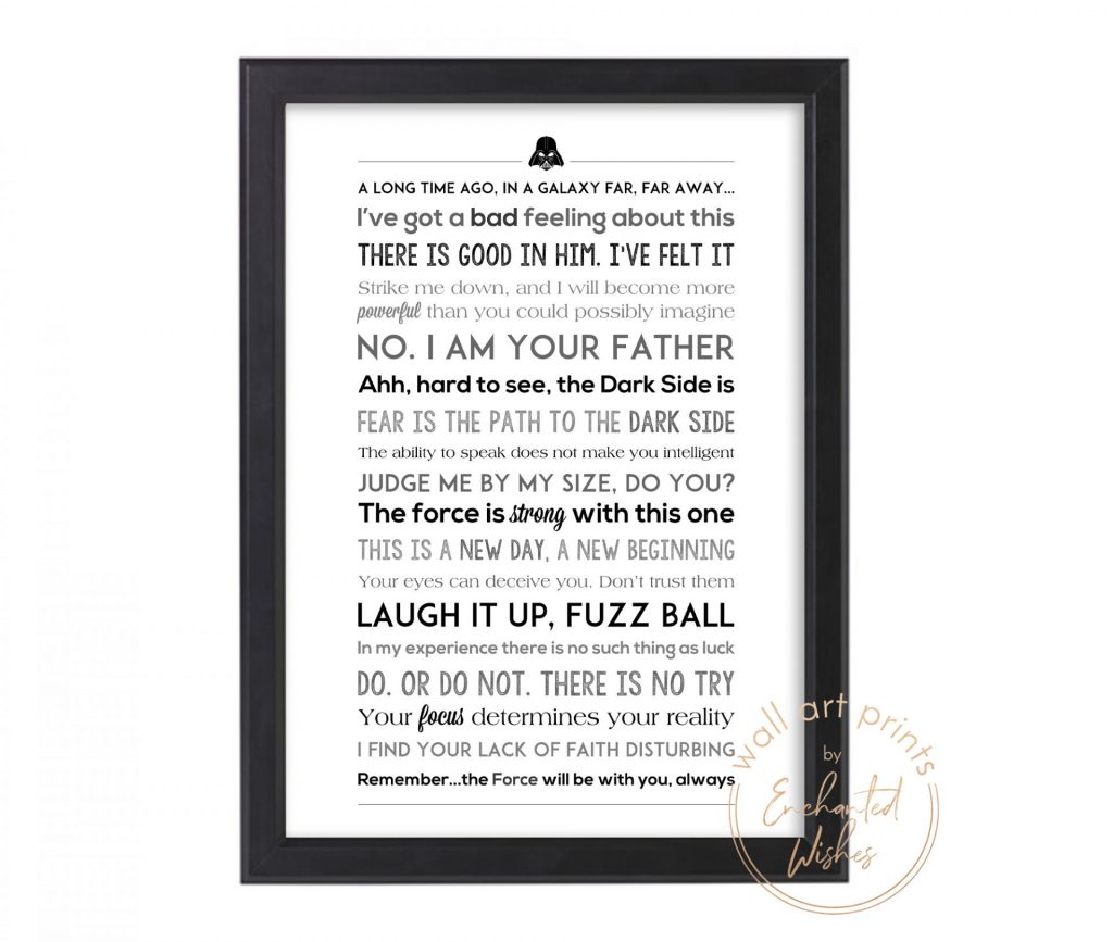 Star Wars Quotes Print - Movie Quote Wall Art