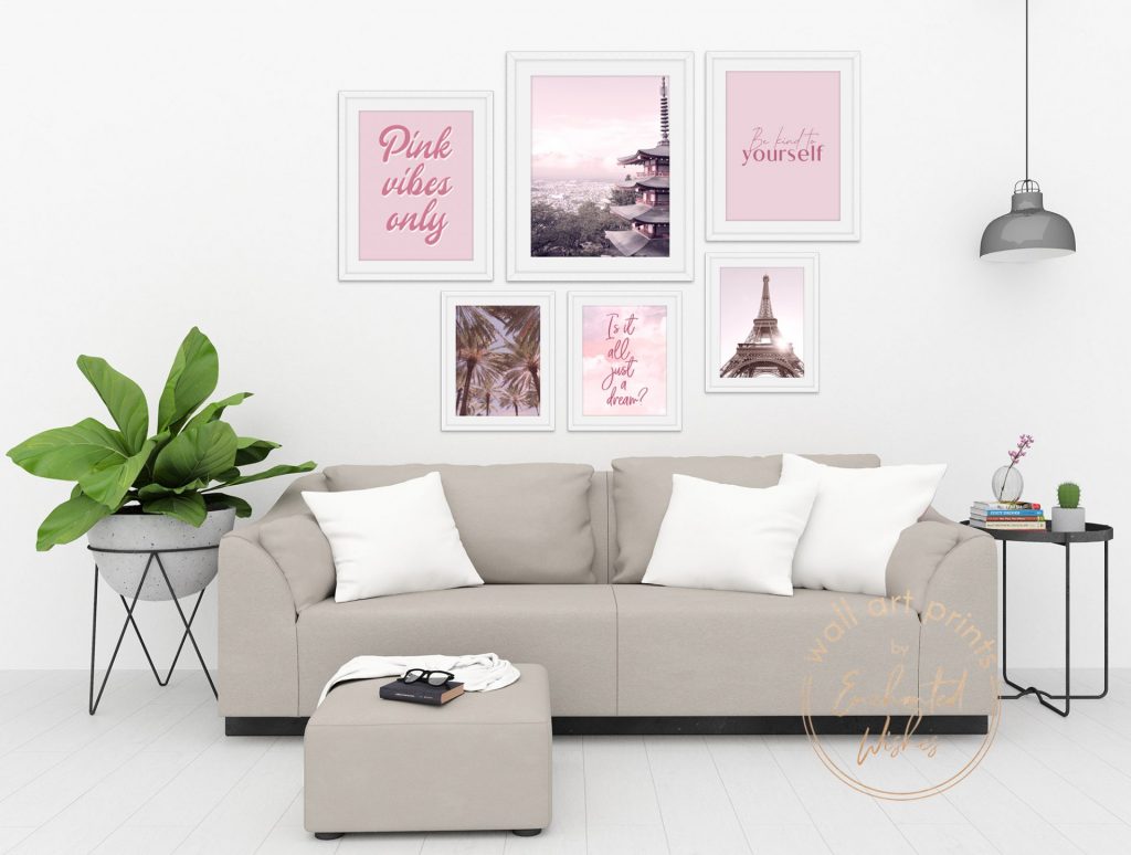 Pink Gallery Wall Prints Set of 6 Printables - Wall Art