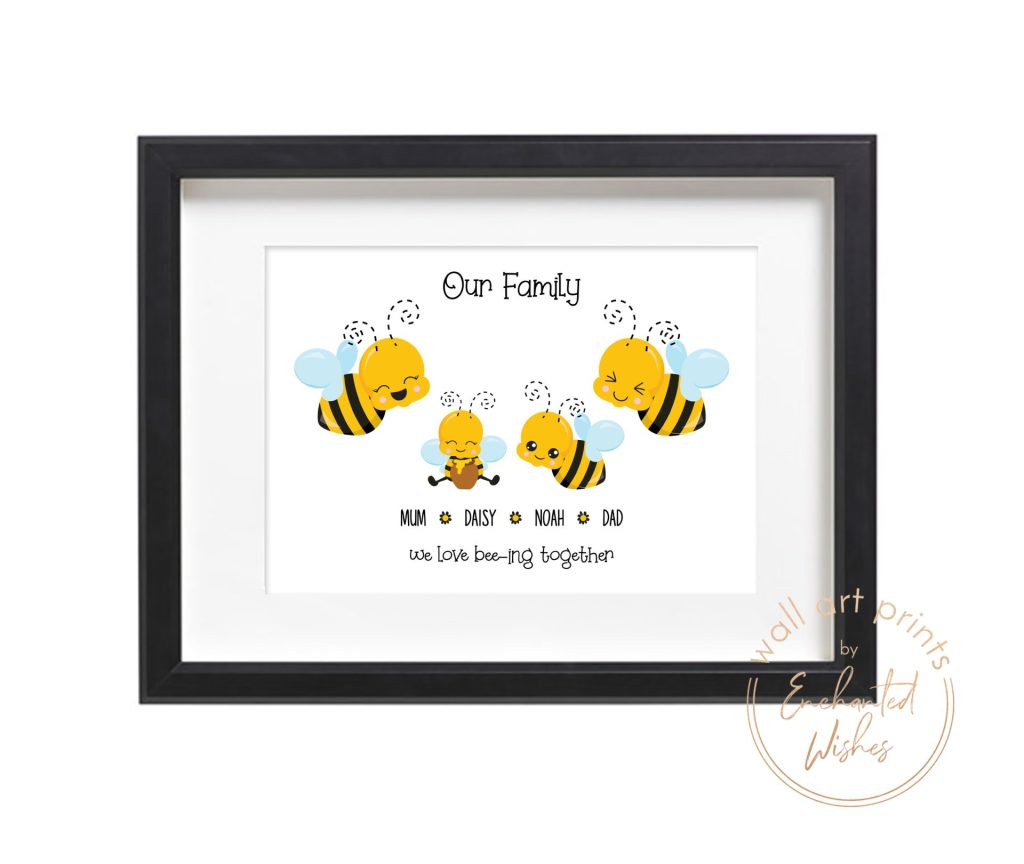 Personalized Bee Family Print - Custom Wall Art