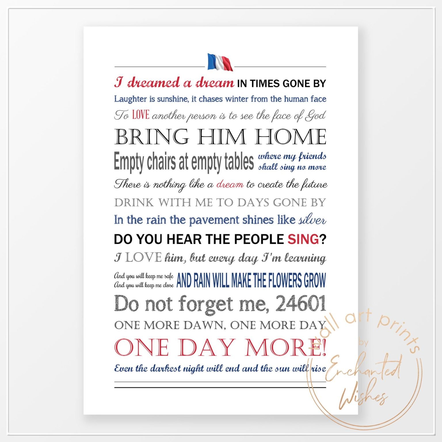Les Miserables Musical Quotes Print - Wall Art Printable Prints