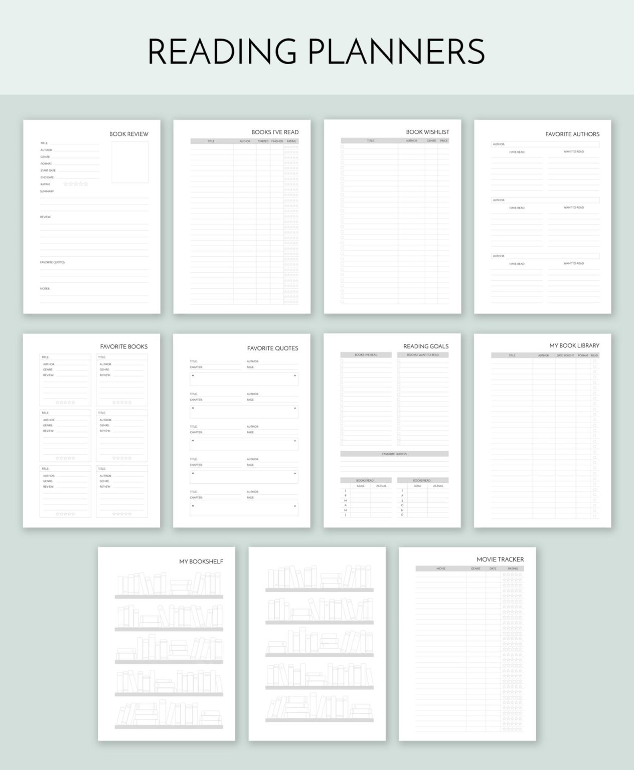 Reading Planner Printable Set - Printable Planners