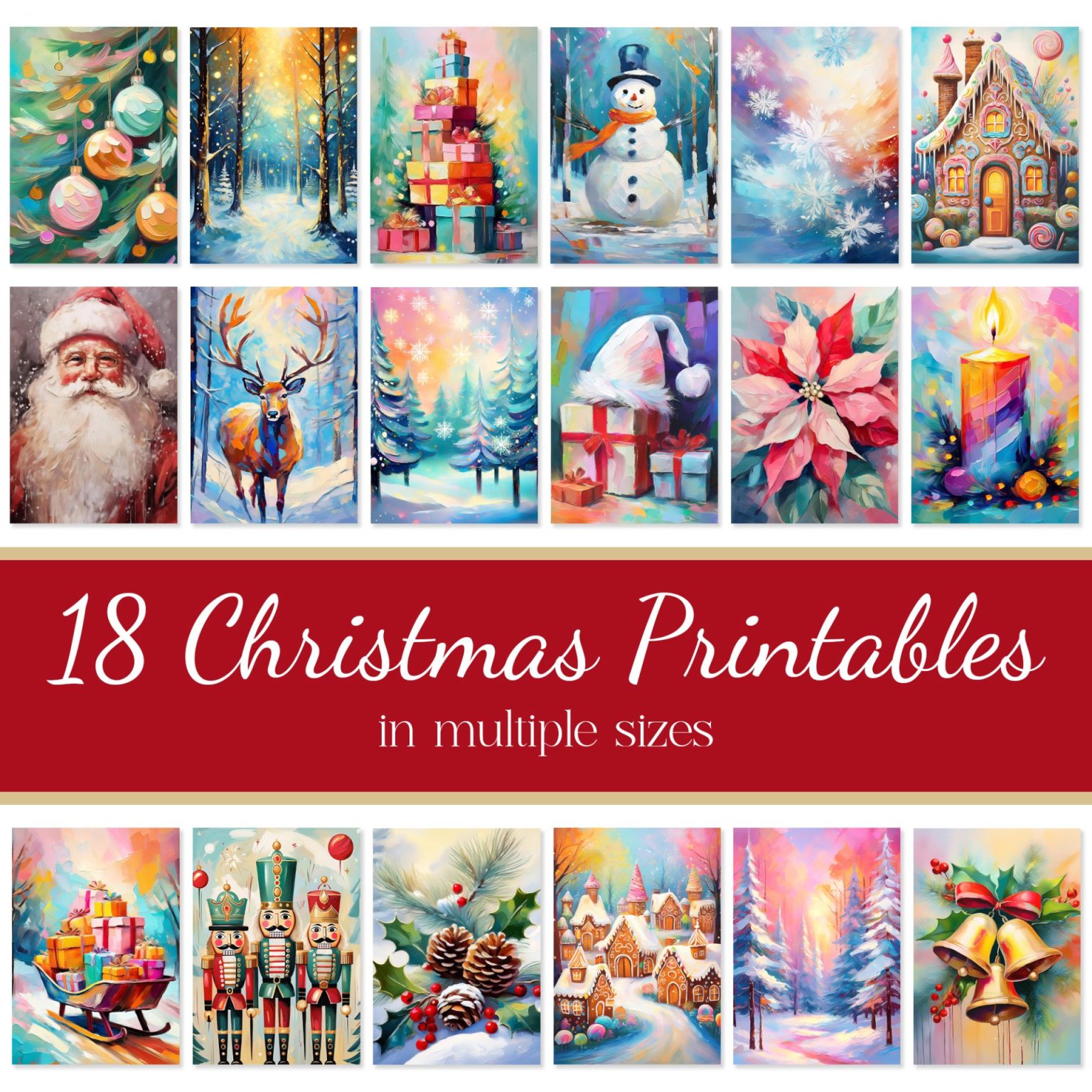 Modern Christmas Print Bundle 18 Printables - Poster Wall Art